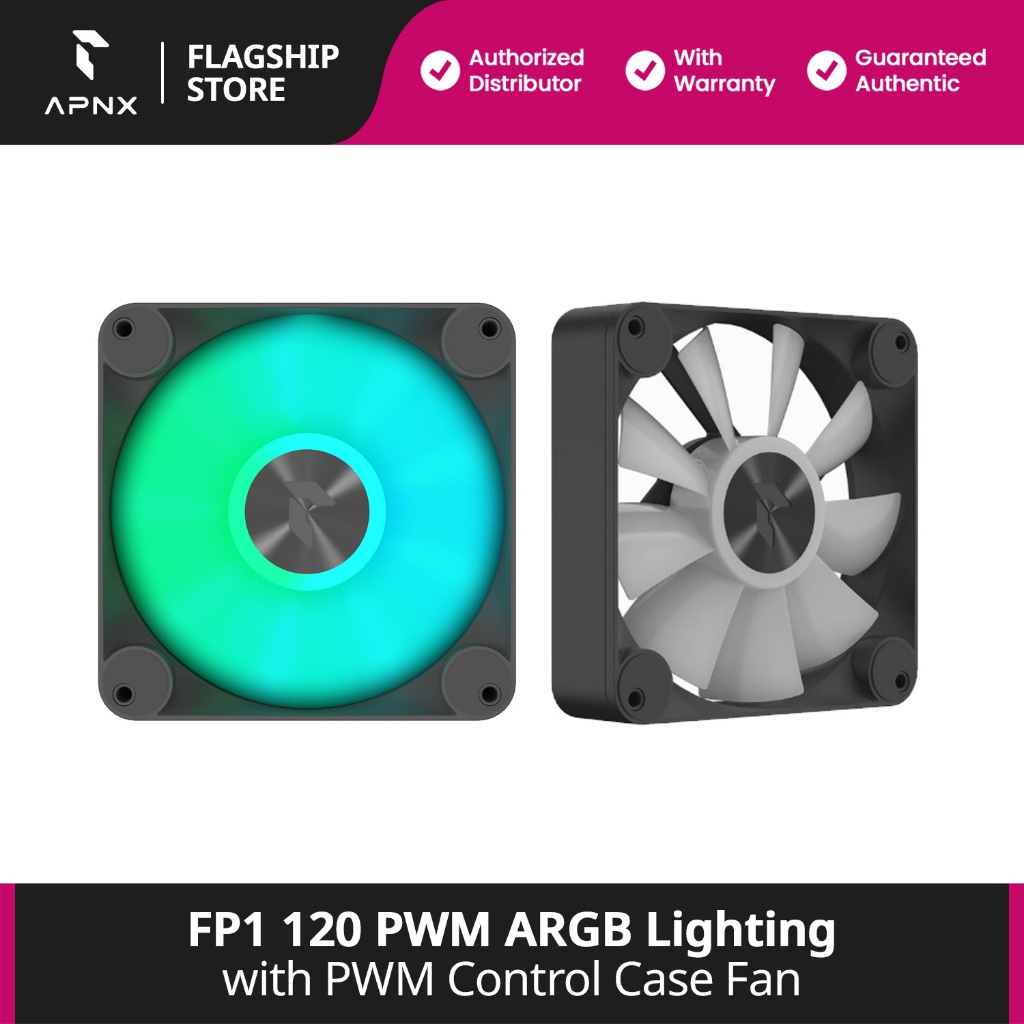 APNX FP1-120 PWM ARGB Lighting w/ PWM Control Case Fan, 120mm 500-1600 ...