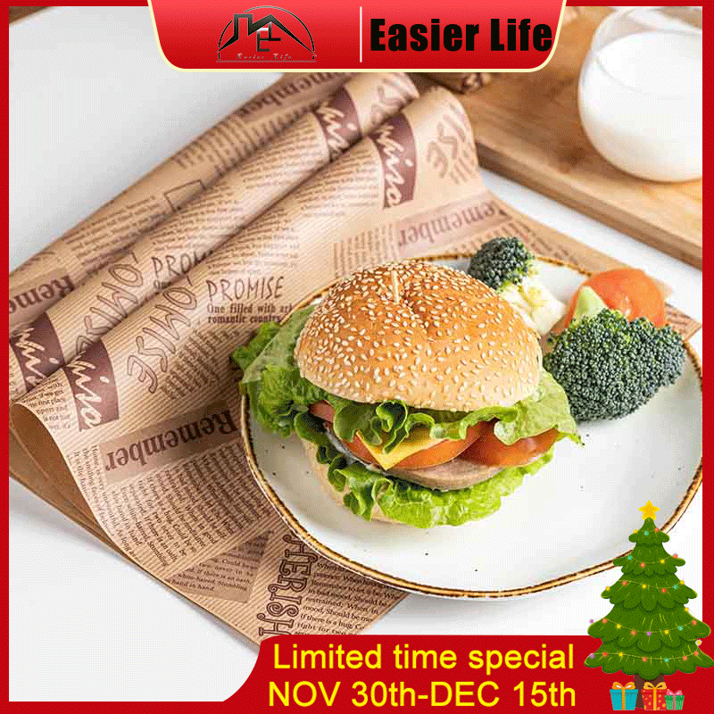 100pcs Kitchen BBQ Oil Absorption Burger Sandwich Dessert Wrapping ...