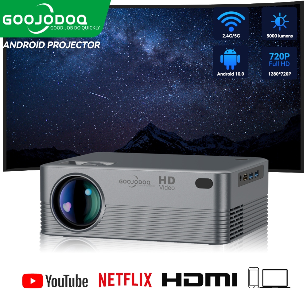 GOOJODOQ Mini Projector for Phone Ultra HD 720P Laptop Screen ios ...