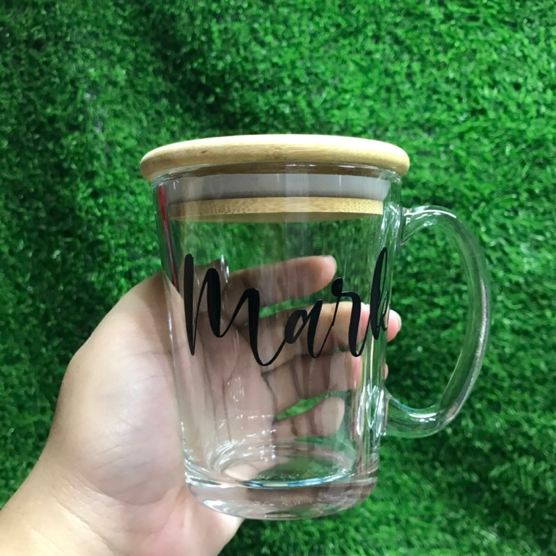 PERSONALIZED CLEAR MUG W/ BAMBOO LID | Shopee Philippines