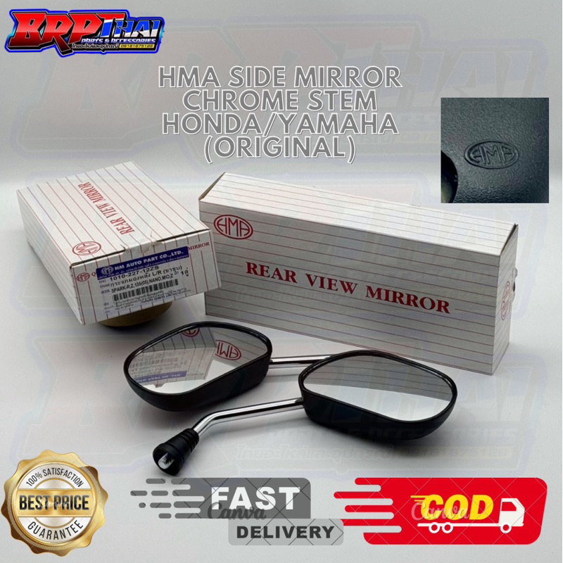 HMA SIDE MIRROR CHROME STEM FOR YAMAHA / HONDA ( ORIGINAL ) | Shopee ...