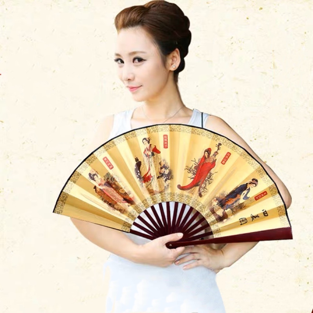 Folding Fan Bamboo Fabric Hand Fans with Chinese Traditional Painting ...