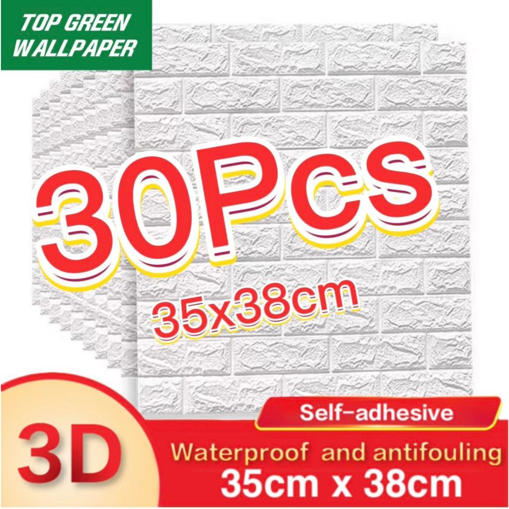 30 Pcs/set Wallpaper Sticker 35x38 Self Adhesive Foam Bricks Waterproof ...