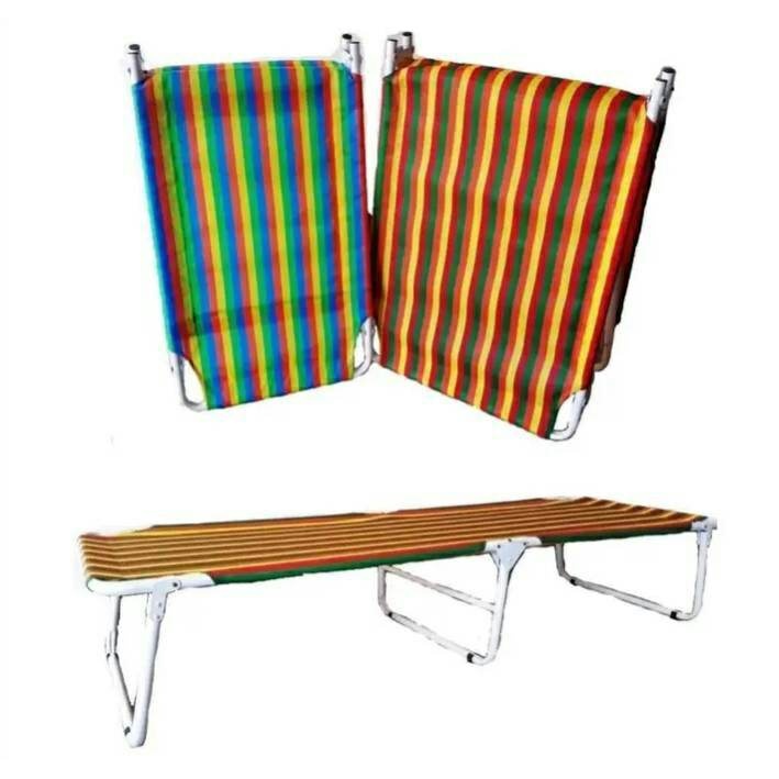 FOLDING BED (Ordinary and Round Tube) NYLON STRIPE DESIGN | Shopee ...