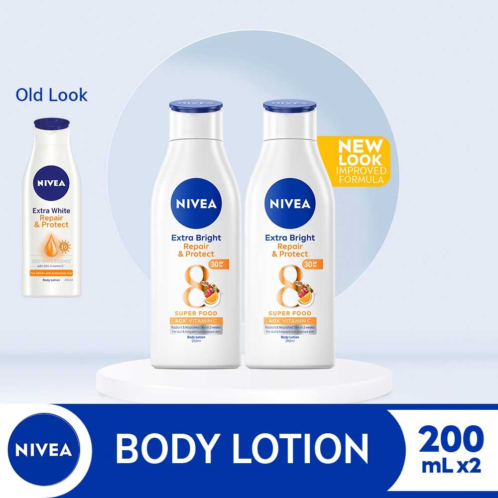 PACK OF 2 NIVEA Body Lotion Extra Bright Repair and Protect with SPF 30 ...