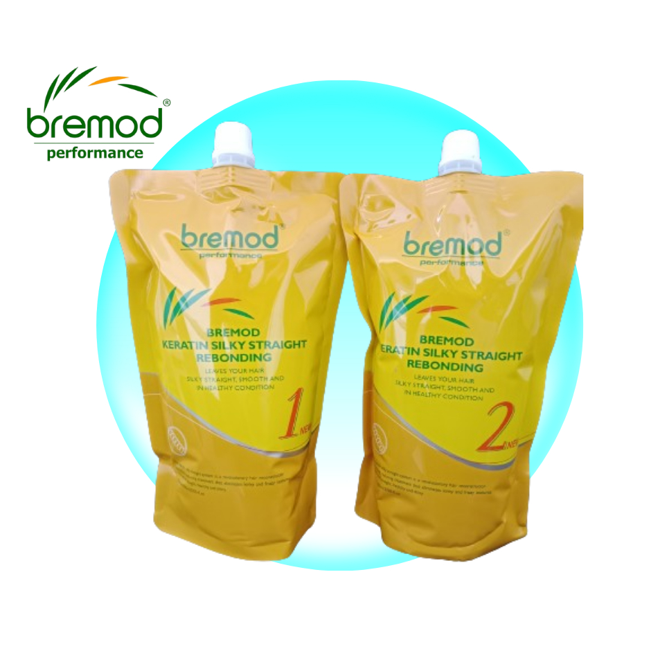 Bremod Keratin Rebonding Silky straight 800ml 1set (yellow) | Shopee ...