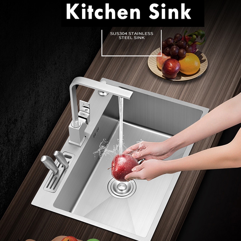 304 Stainless Steel Lababo Kitchen Sink Handmade Drop-in Topmount With ...