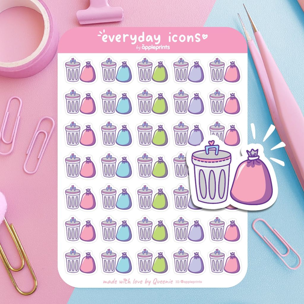 Garbage Collection Trash Day Reminder Household Chores Cute Icons Matte ...