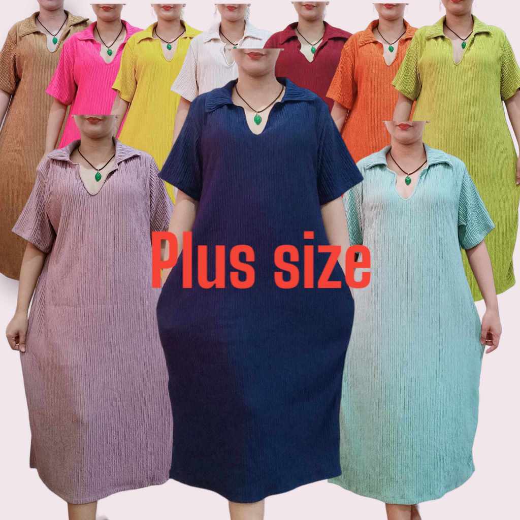 Remmie Pocket Collared Plussize Midi Dress | Shopee Philippines