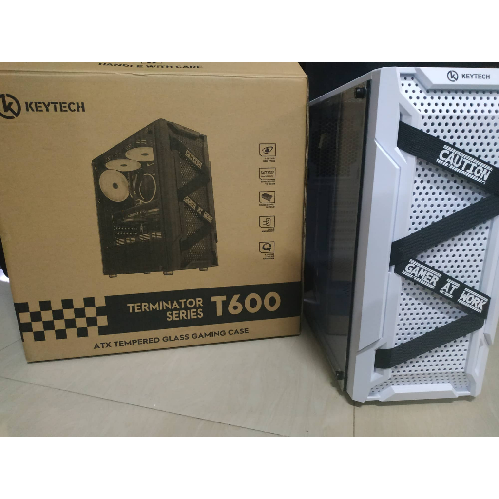 Keytech T600 Gaming Case White Bnew Gaming Computer Casing original Key Tech PC Chasis Authentic ...
