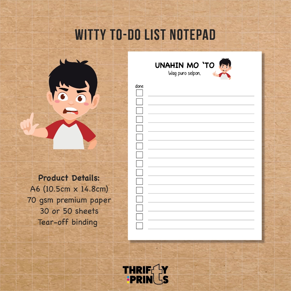 Boy Version Witty Notepad, to-do list | Shopee Philippines