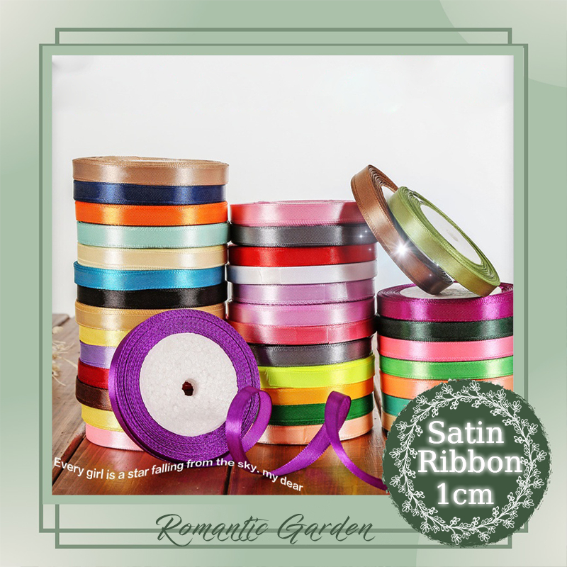 1cm (25 yards/roll) Satin Ribbon Roll Gift Packaging Ribbon Flower ...