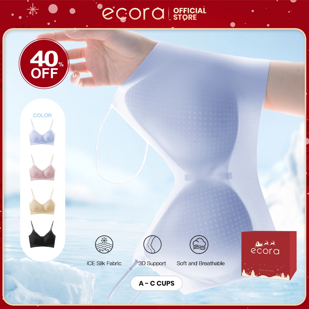 ecora | Barely There Seamless Silk Bra Wireless Push-up Bra, Ice Silk ...