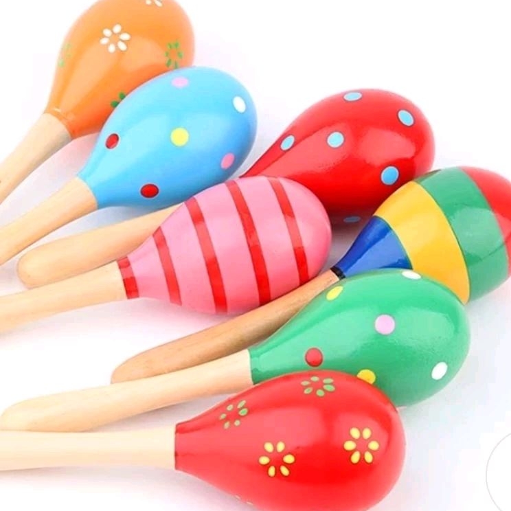Colorful Wooden Maracas Musical Instrument Toy Baby Child Musical Toys ...
