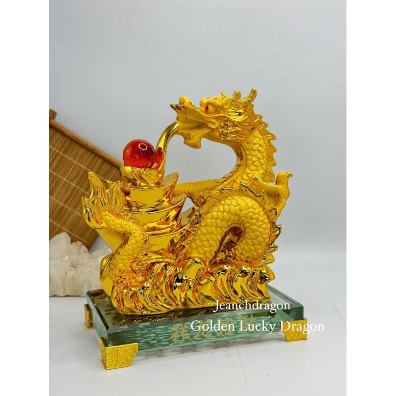 Feng Shui Lucky Dragon Charm Figurine Crystal Glass Stand | Shopee ...