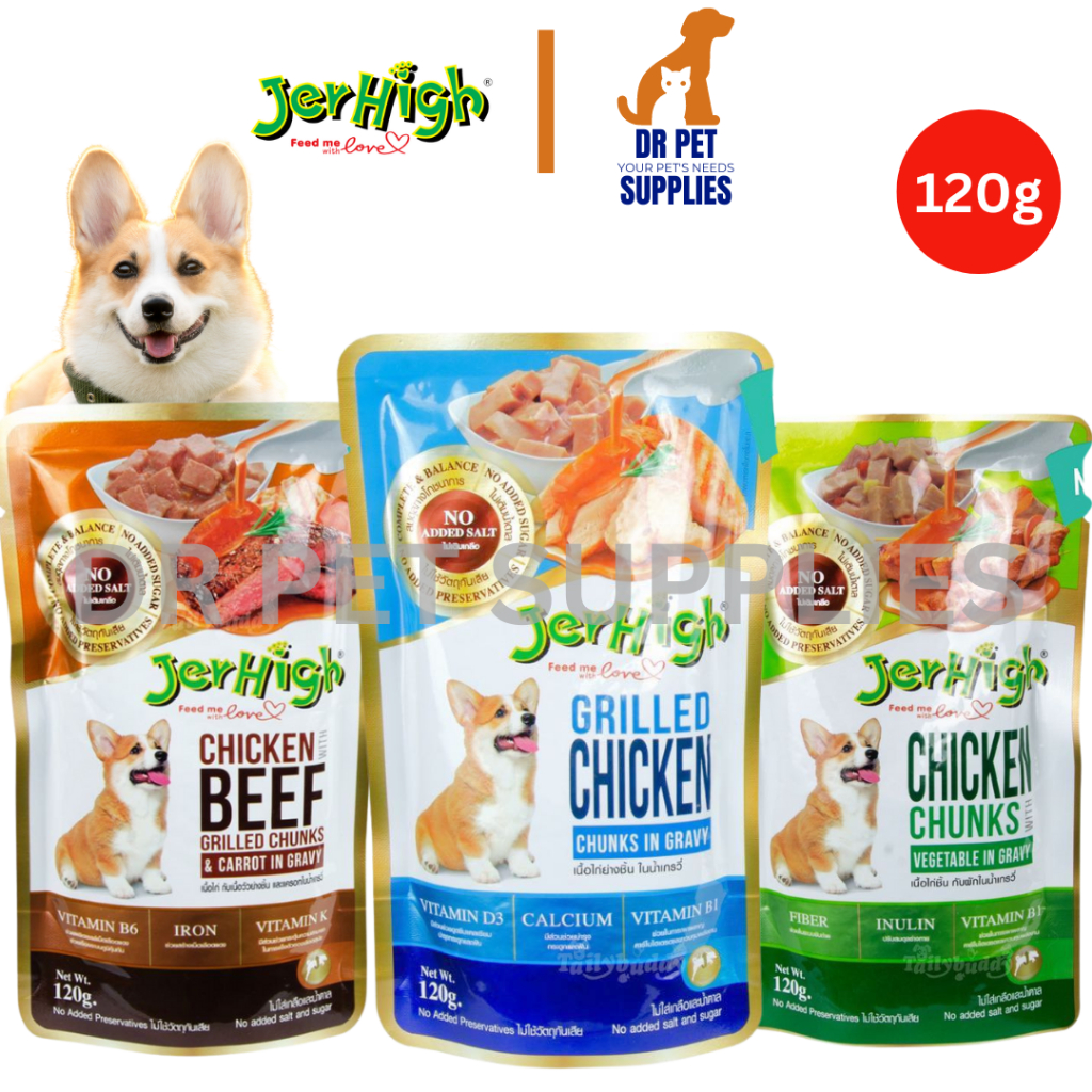120g Jerhigh Dog Wet Food Dogs Food Snack Pouch All Stages Adult Puppy ...