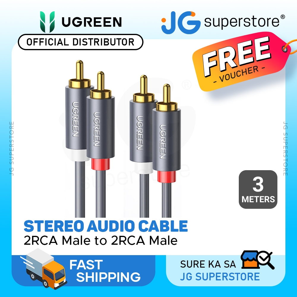 UGREEN 2 RCA Male to Male Stereo Audio Jack Cable for Audio, Amplifier ...