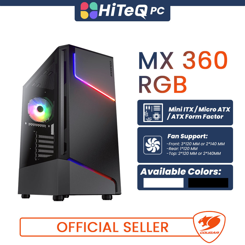 HiteqPC | COUGAR MX360 RGB MID-TOWER GAMING CASE W/ TG /1*ARGB FAN (ATX ...