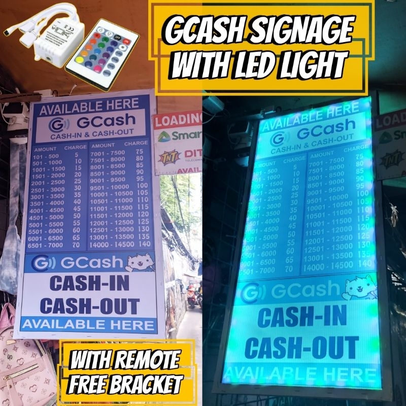 GCASH IN/OUT PLUG AND PLAY SIGNAGE WITH REMOTE CONTROL LED LIGHT ...