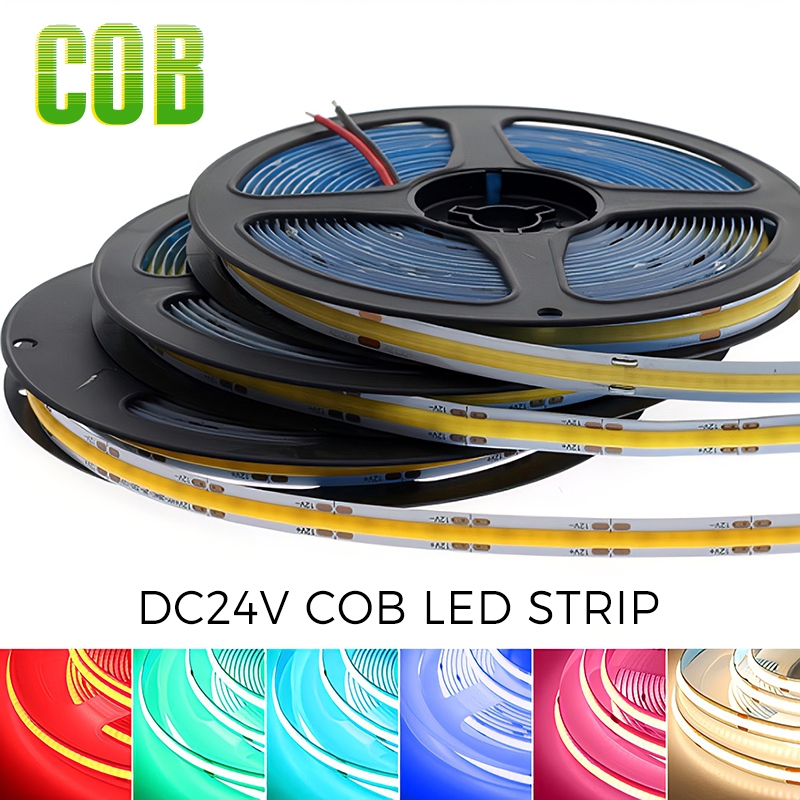 COB LED Strip DC24V Flexible LED COB Light Strip Red / Blue / Green ...