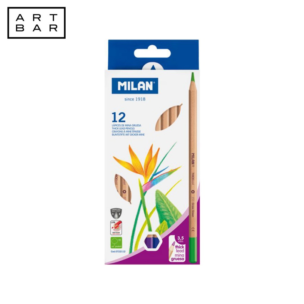 Milan Hexagonal Colored Pencil Thick 12 Colors 3.5mm - Art Bar | Shopee ...