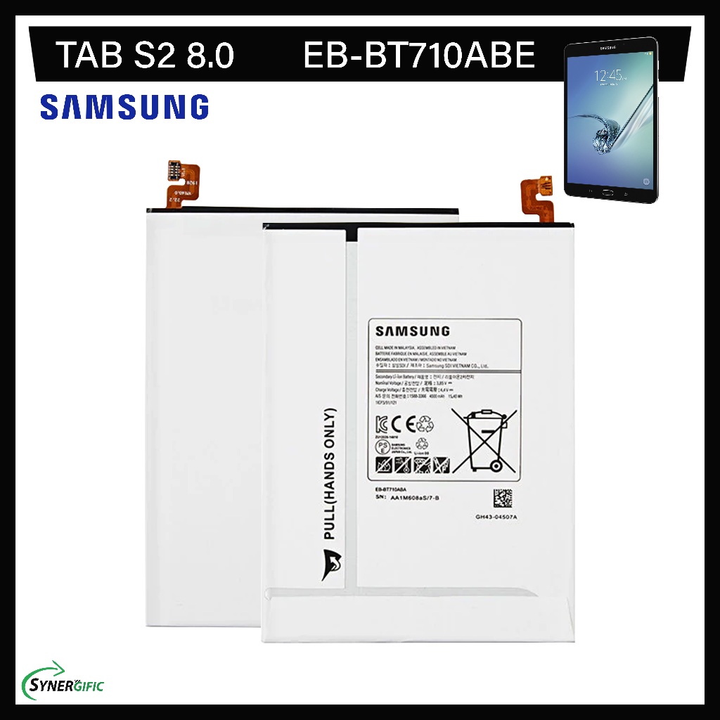 Original Samsung Galaxy Tab S2 8.0 Battery T710, T715 Model: EB-BT710ABE (4000mAh) ORIGINAL ...