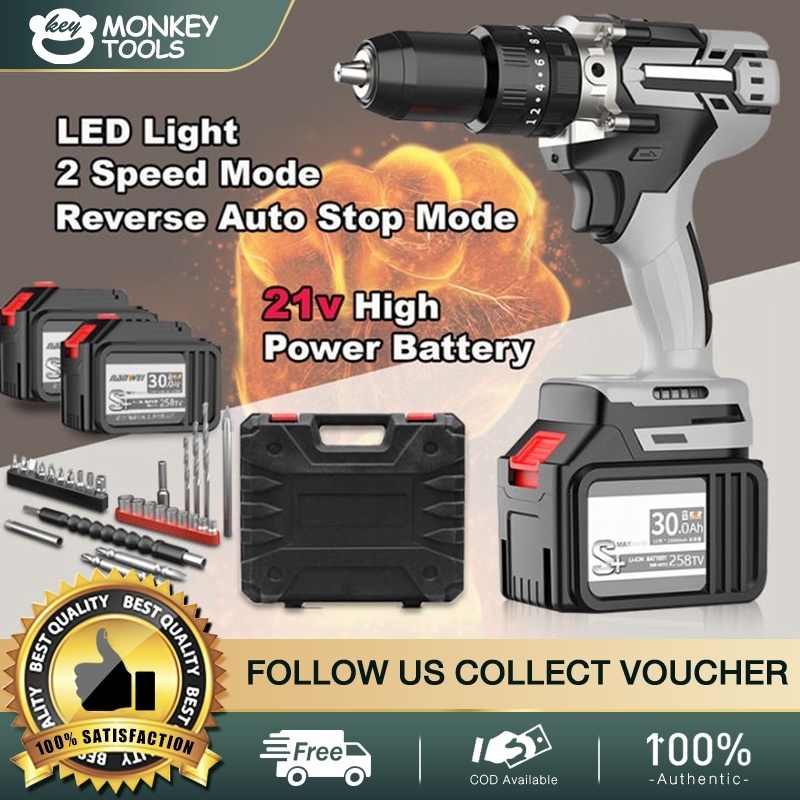 Monkey Cordless Impact Drill with 29pc. Accessories Set with Free ...