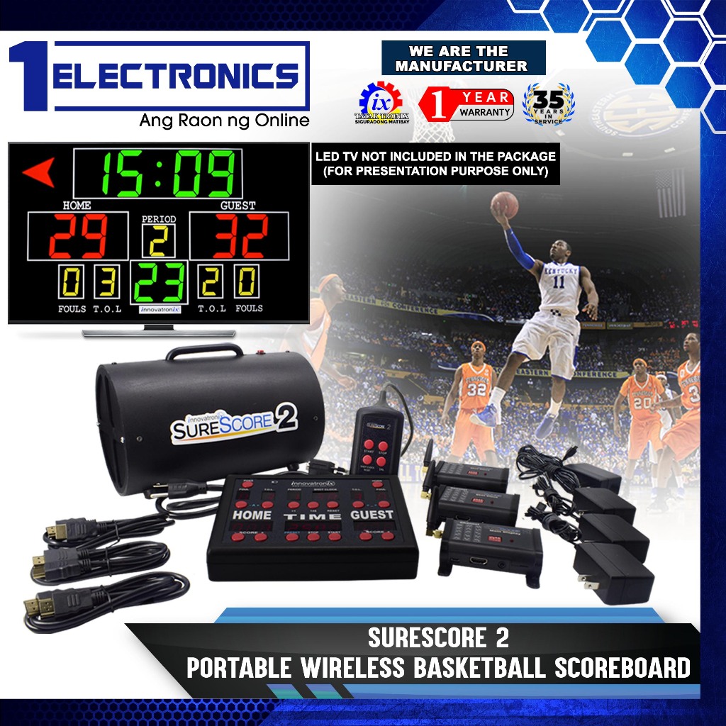 1Electronics SureScore 2 Portable Wireless Basketball Scoreboard 1year warranty TV NOT Included ...