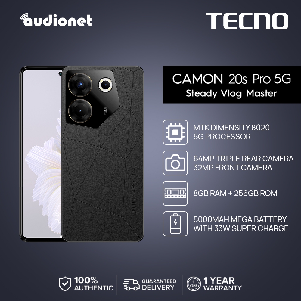 TECNO Camon 20s Pro 5G | 8GB RAM, 256GB ROM | Dimensity 8020 | 64MP ...