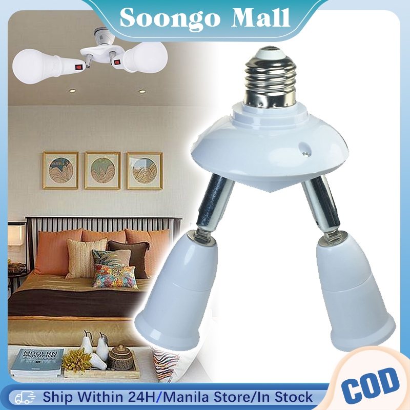 E27 Splitter 220V 3A 2 In 1 Lamp Bulb Socket Converter 360 Degrees ...