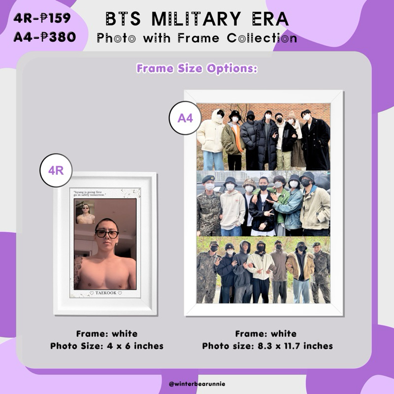 BTS MILITARY / KALBO ERA COLLECTION 4R & A4 PHOTO FRAME | RM JIN JHOPE ...