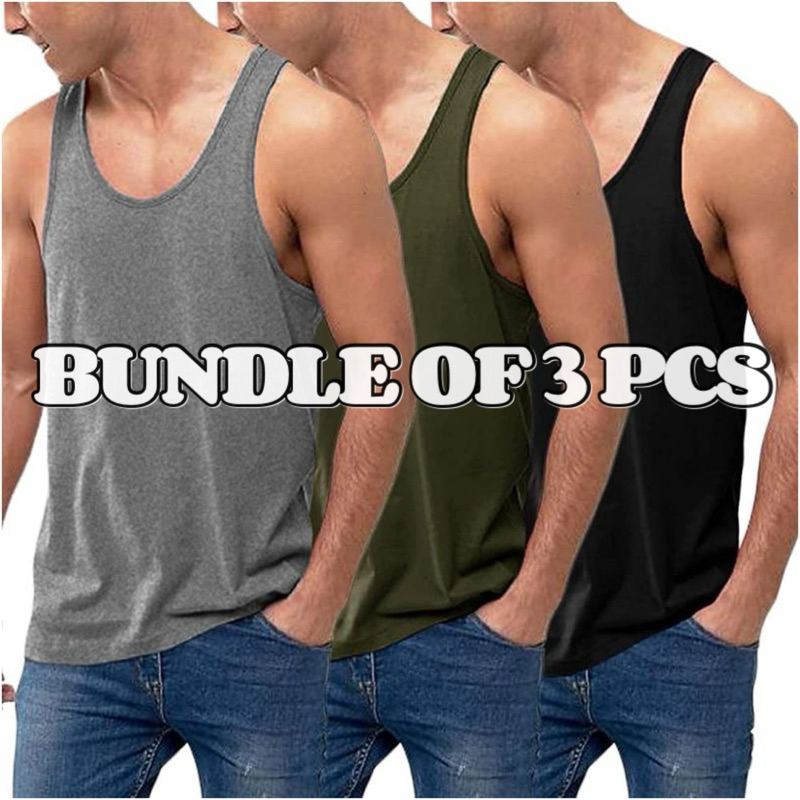 [ SET OF 3 ] Cotton Summer Sando for Men Plain Tank Top for Men ...