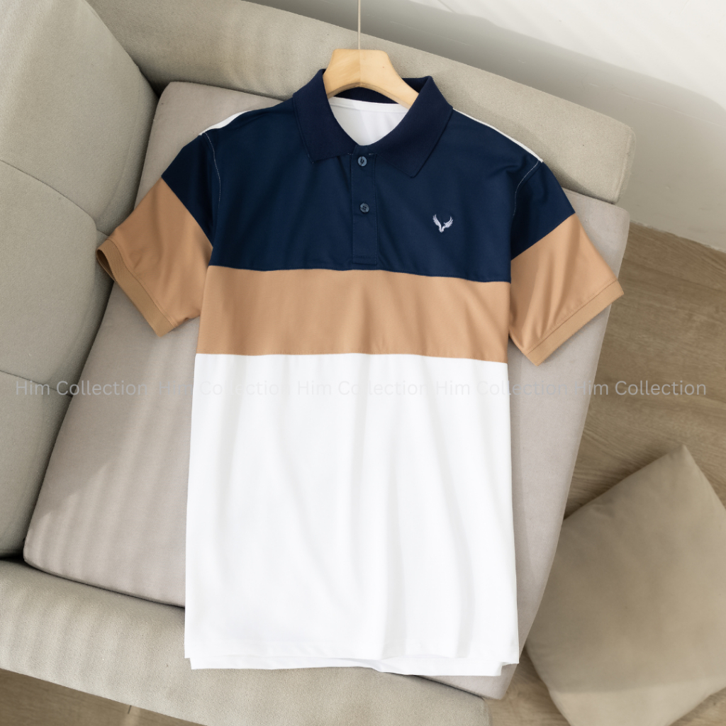 Polo shirts for Men Navy Blue Cafe And White Color Combination High ...