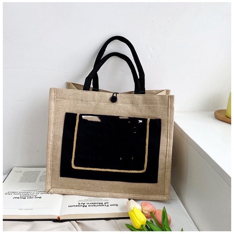 Abaca Tote Bag Linen Jute Burlap Shoulder Bag Beach Bag Advertising Bag ...