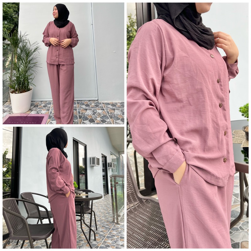 new Mawi set Terno pant Crinkle cloth | Shopee Philippines