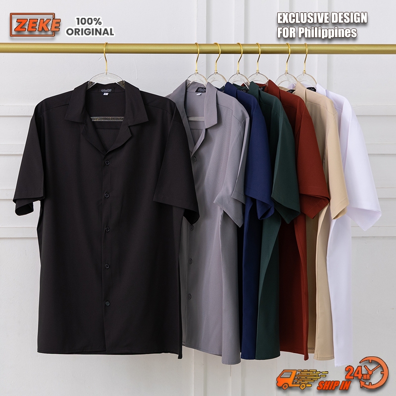 Korean Style Turn Down Collar Casual Polo for Men Short Sleeve Plain ...