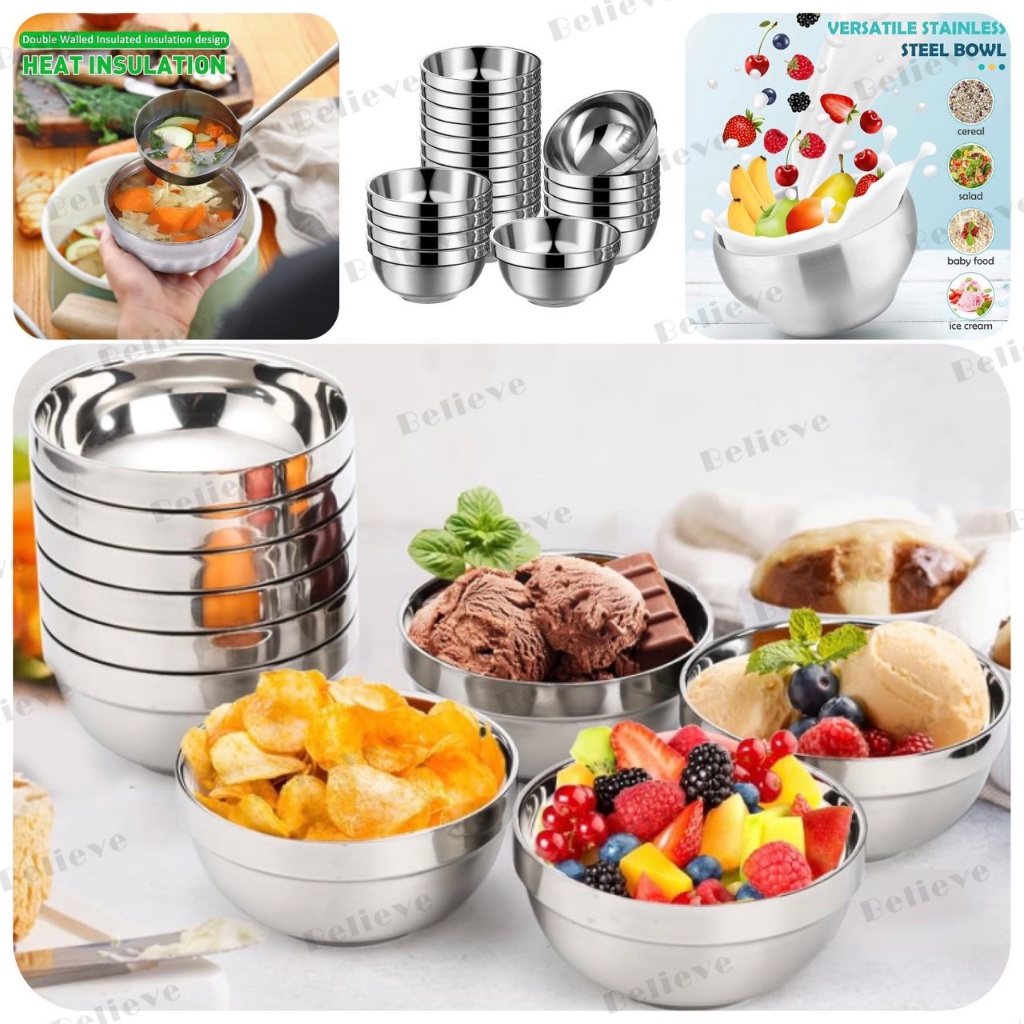 thick stainless double walled insulated basin bowl,soup bowls,children ...