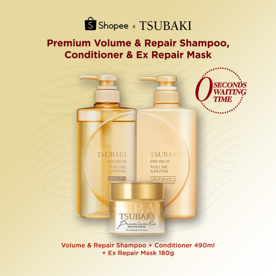 TSUBAKI Premium Volume & Repair Shampoo, Conditioner & Ex Repair Mask Set | Shopee Philippines