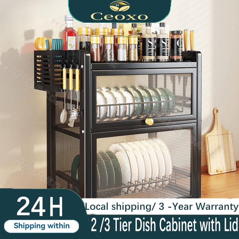 CeoXo Kitchen Dish Rack Household Dust-proof Cupboard Mutifunction ...