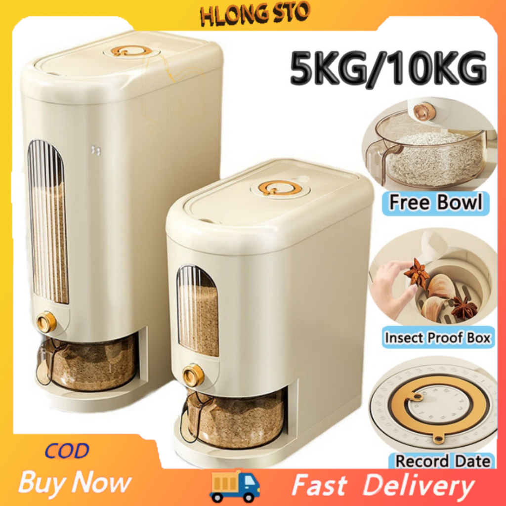 Automatic Rice Dispenser Storage Kitchen Rice Storage Container Push ...