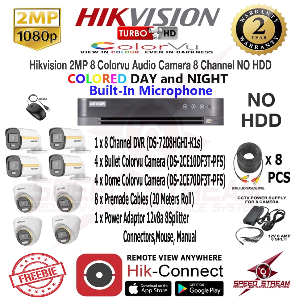 Hikvision Colorvu with Audio 2MP 8 Camera 8 Channel DVR NO HDD CCTV ...
