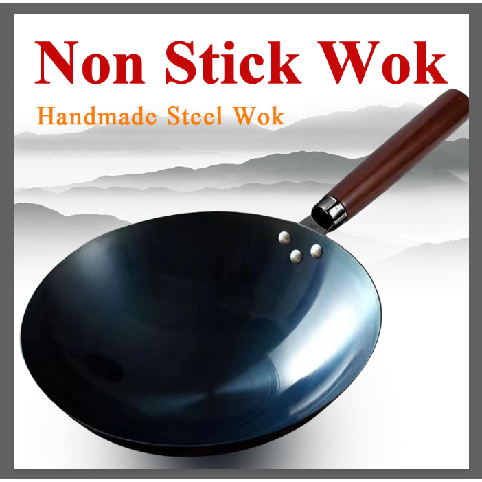 Kawali Wok Non Stick Black Carbon Heavy Duty Carbon Steel Wok Original ...