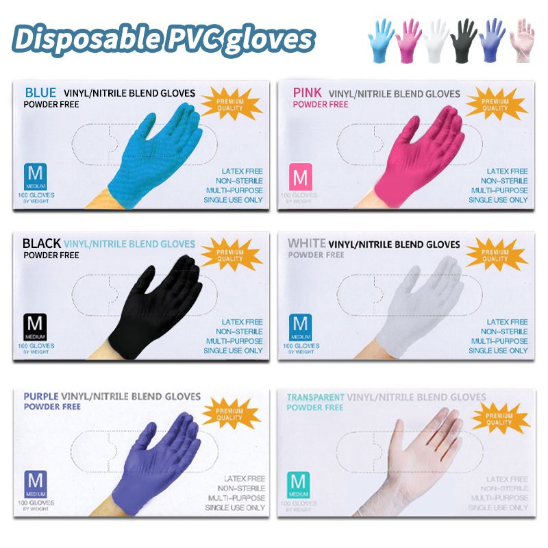 Vinyl Nitrile Blend Gloves 100PCS Disposable plastic gloves tattoo ...
