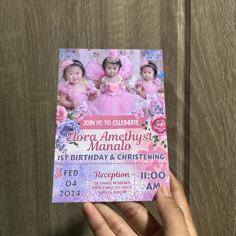 4r Personalized Invitation Card for Christening/Wedding/Birthday ...