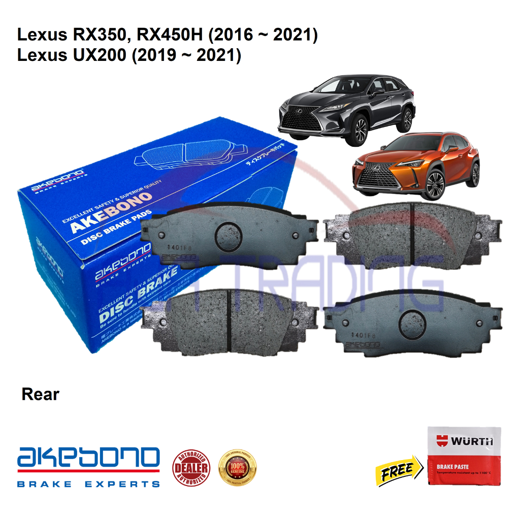Genuine Akebono Rear Brake Pads for Lexus RX350, RX450H (2016~2021 ...