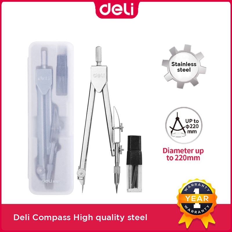 Deli Compass Srawing Tool Stationery Set for School Supplies Stainless ...
