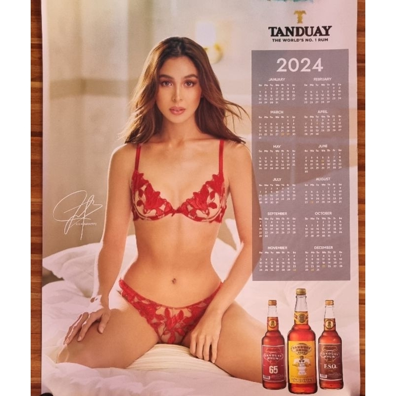 Tanduay 2024 Original Wall Calendar Julia Barreto Red Lingerie (not tarp) | Shopee Philippines
