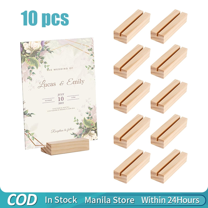 10Pcs Wood Place Card Holders Wooden Stands Signs Table Number Stands ...
