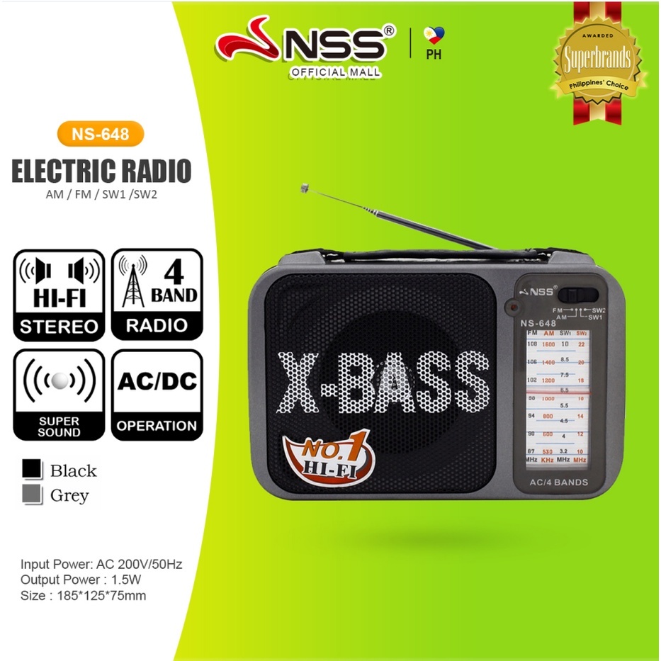 NSS Radio Portable Radio SW2 5 BAND Radio AM/FM/SW Rechargeable AC/DC ...