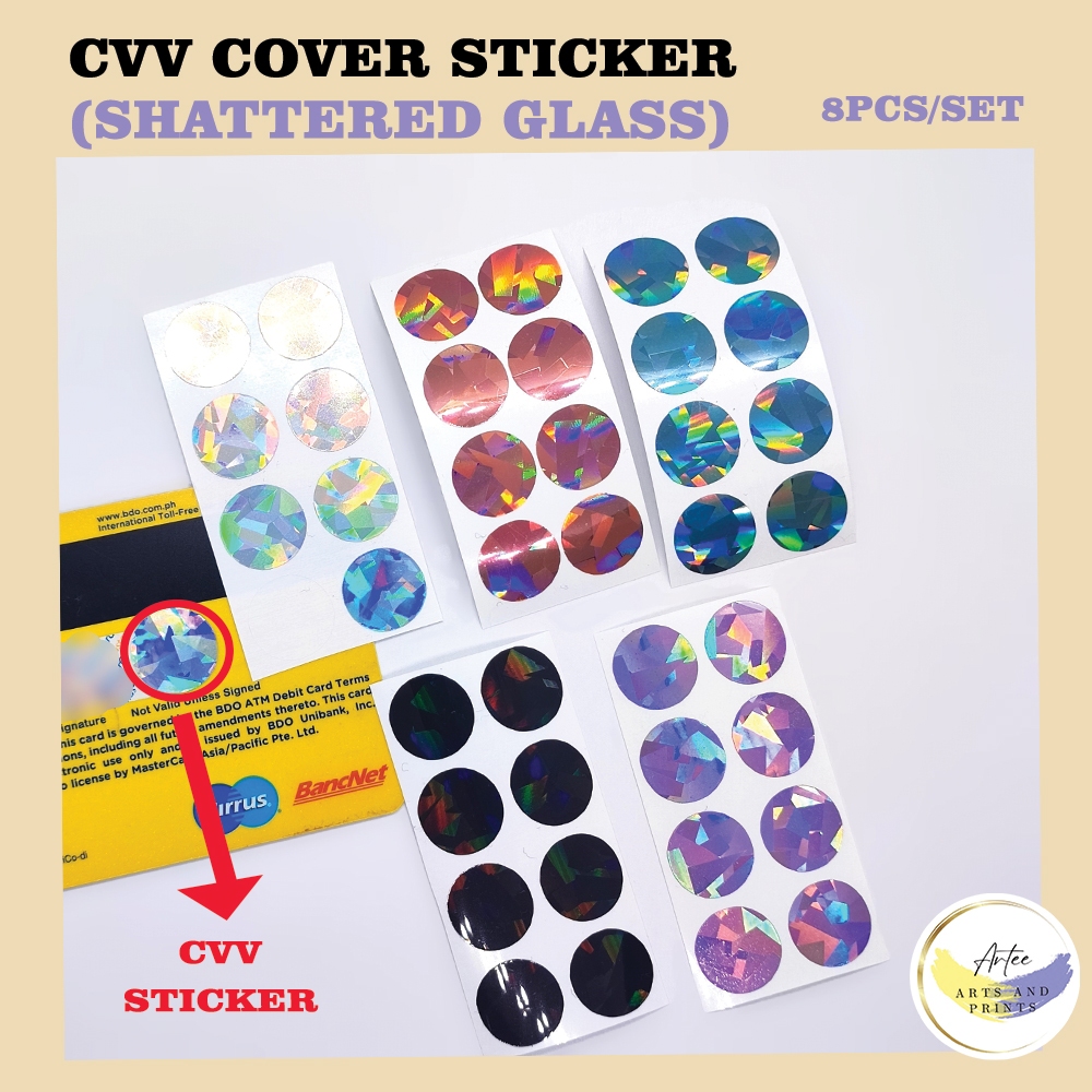 CVV STICKER FOR CREDIT/DEBIT CARD (SHATTERED GLASS) 8PCS PER SET ...